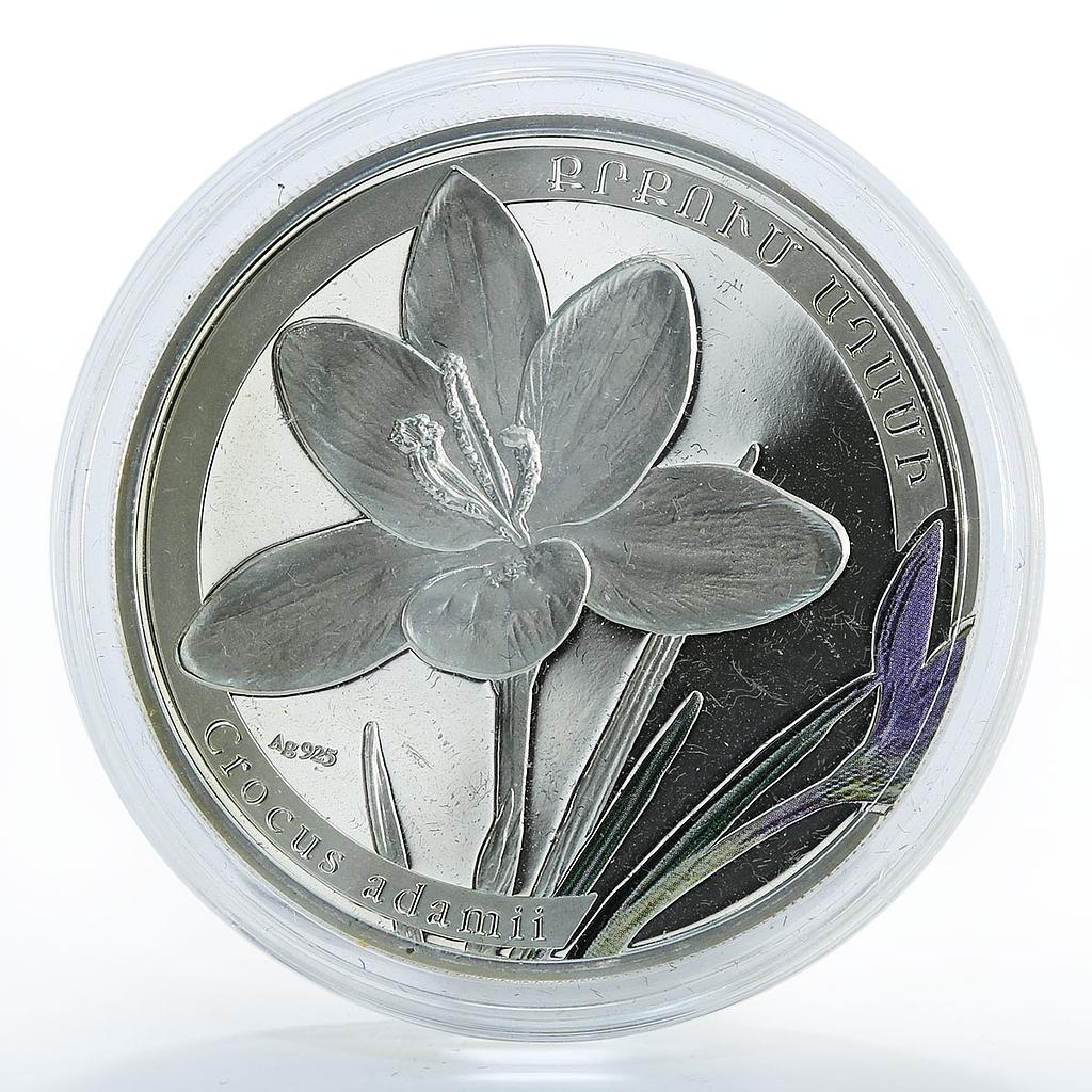 Armenia 1000 dram World of Flowers series Crocus Saffron proof silver ...