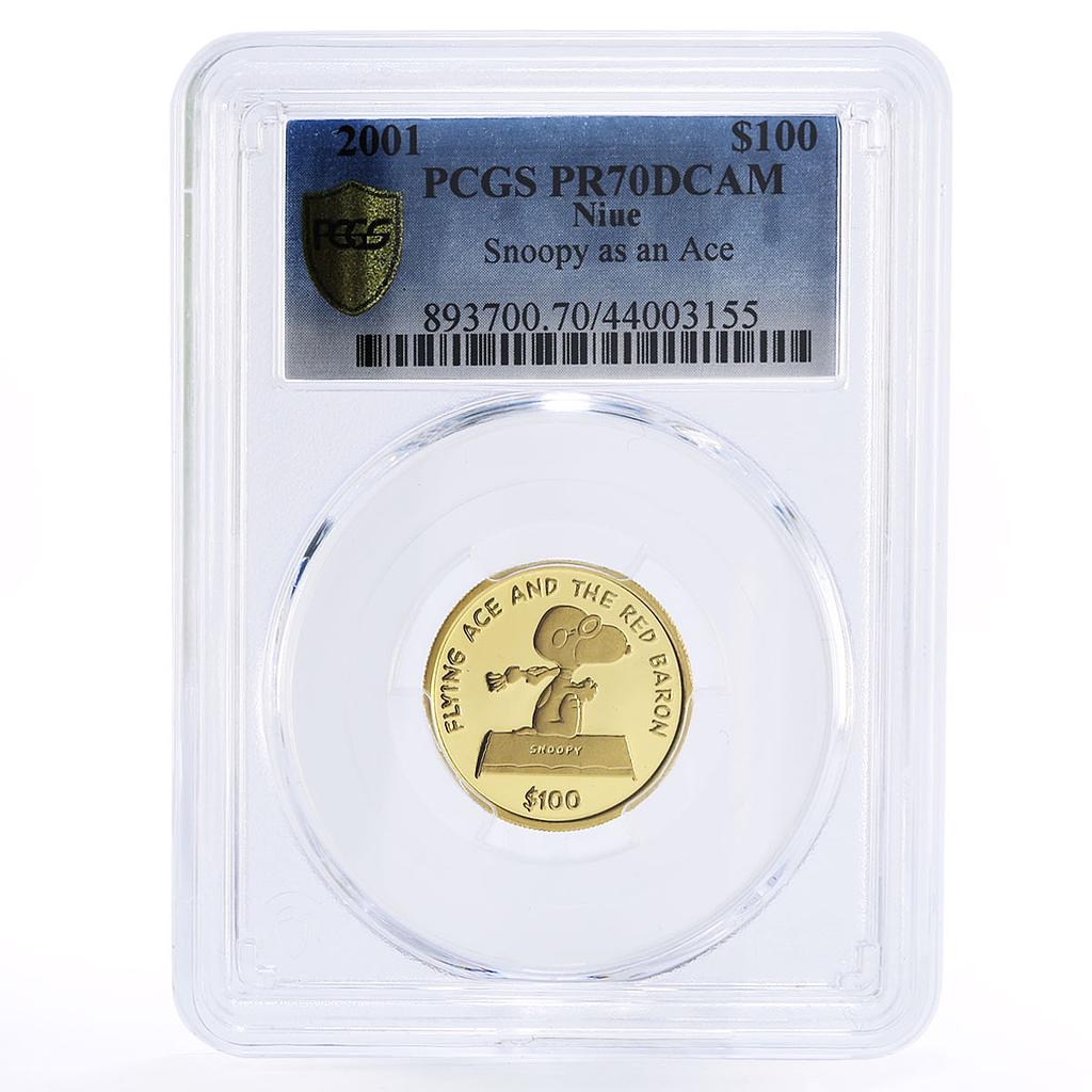 Niue 100 dollars Flying ace and the Red Baron PR70 PCGS proof gold coin ...