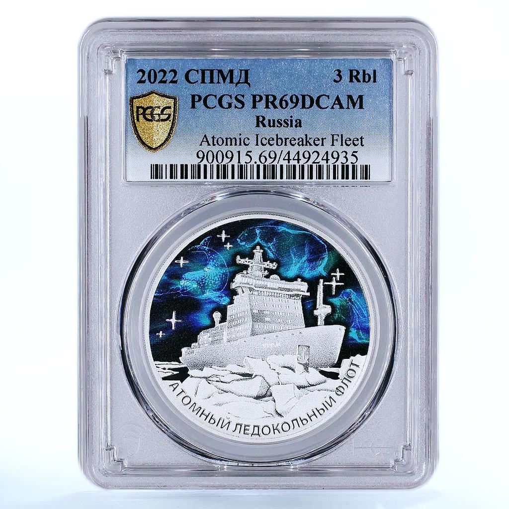 Russia 3 rubles Atomic Icebreaker Fleet Ural Ship PR69 PCGS silver coin ...