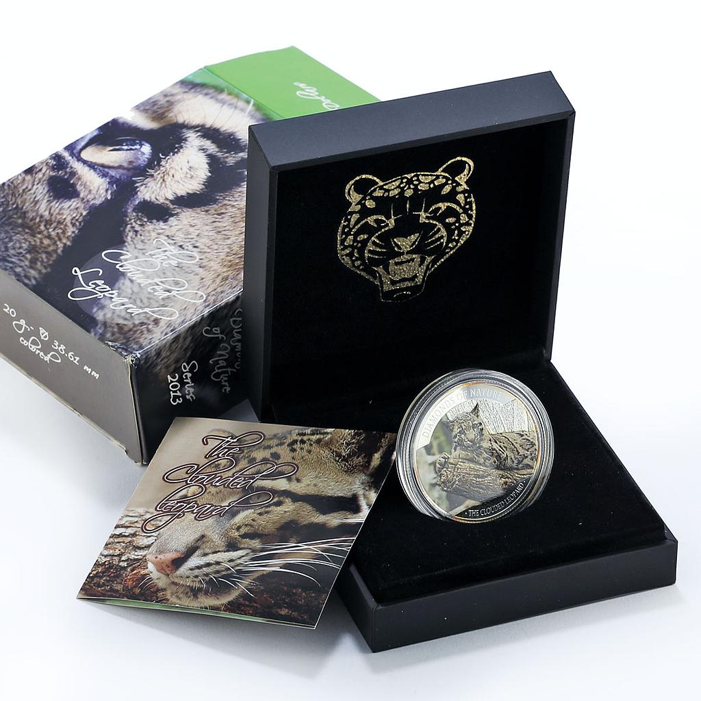 Fiji 10 dollars Endangered Wildlife Clouded Leopard Cat Fauna silver ...