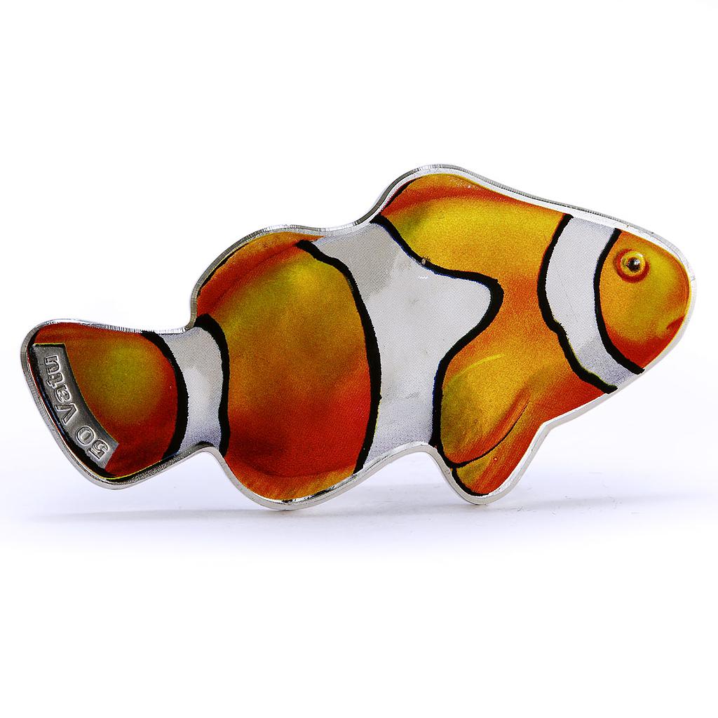 Vanuatu 50 vatu Tropical Fish series Clownfish colored proof silver ...