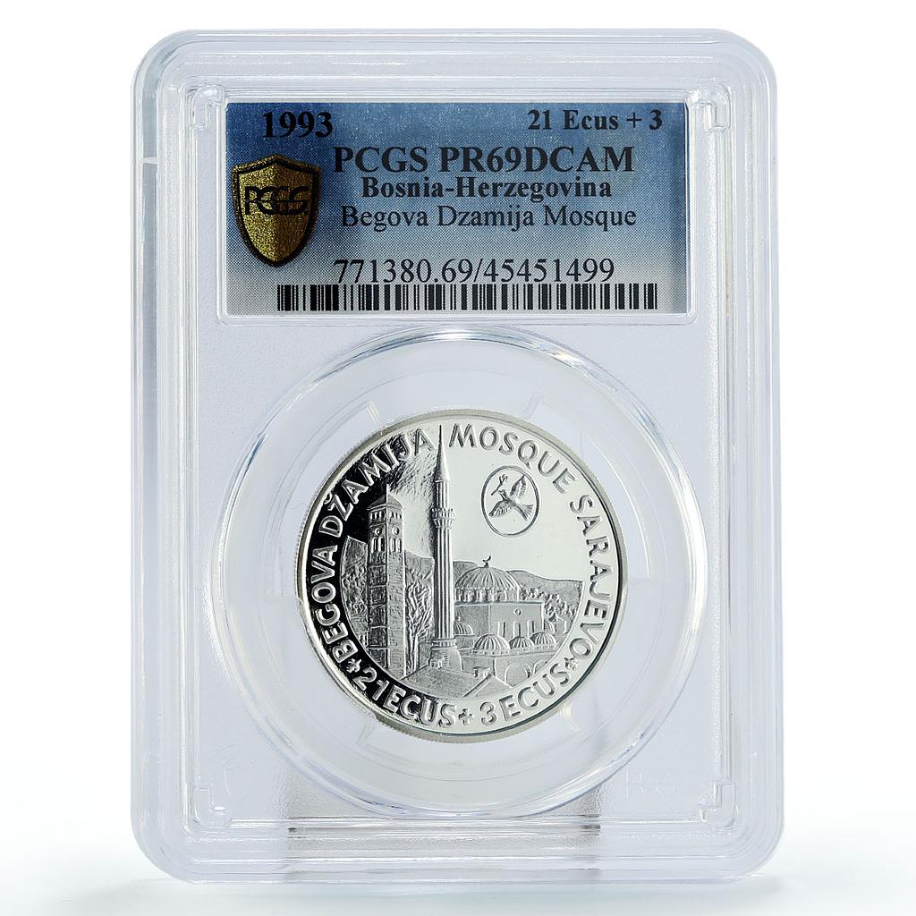 Bosnia and Herzegovina 24 ecu Sarajevo Mosque Dzamija PR69 PCGS silver ...