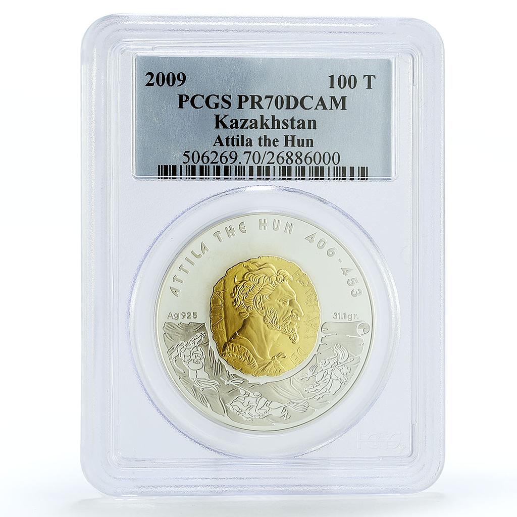 Kazakhstan 100 tenge History Politics Attila the Hun PR70 PCGS silver ...