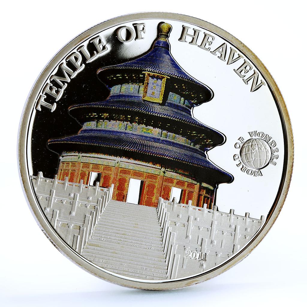 Palau 5 dollars World of Wonders Temple of Heaven Architecture silver ...