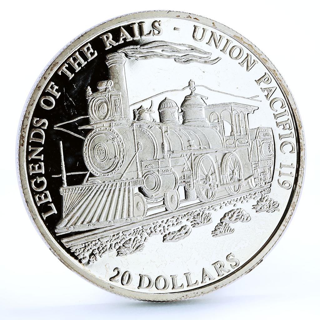 Liberia 20 dollars Trains Railway Locomotive Union Pacific 119 silver ...