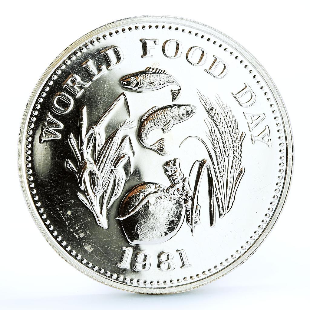 Philippines 25 piso World Food Day Fish Fruit Crops silver coin 1981 ...