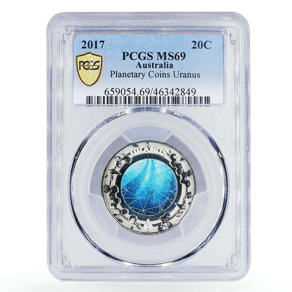 Australia 20 cents Planetary Coin Uranus Space MS69 PCGS CuNi coin 2017 ...