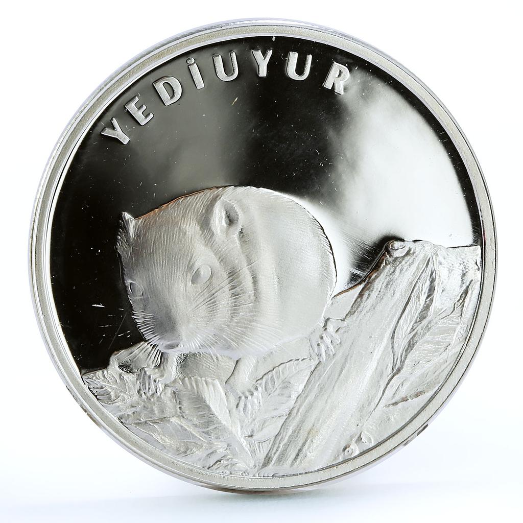 Turkey 20 lira Endangered Wildlife Dormouse Animals Fauna proof silver ...