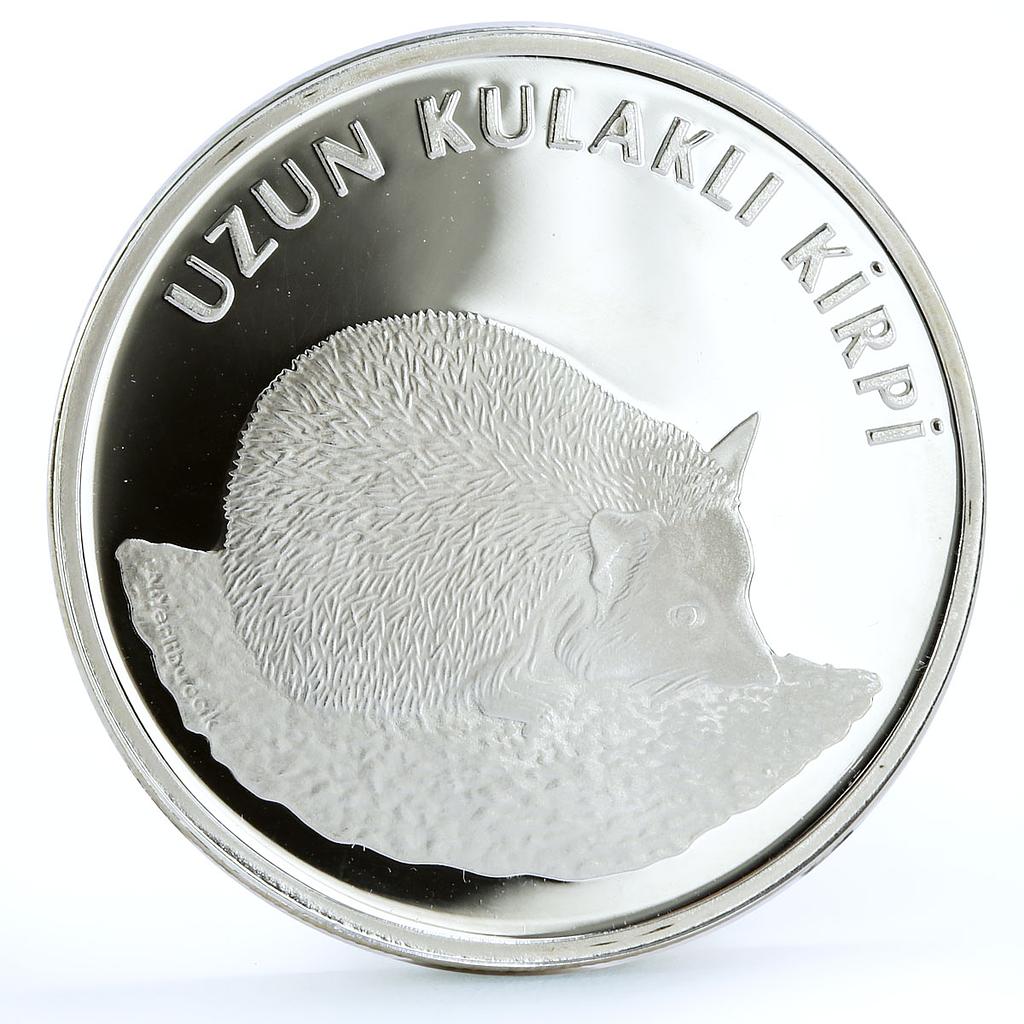 Turkey 20 lira Endangered Wildlife Long Eared Hedgehog Fauna silver ...