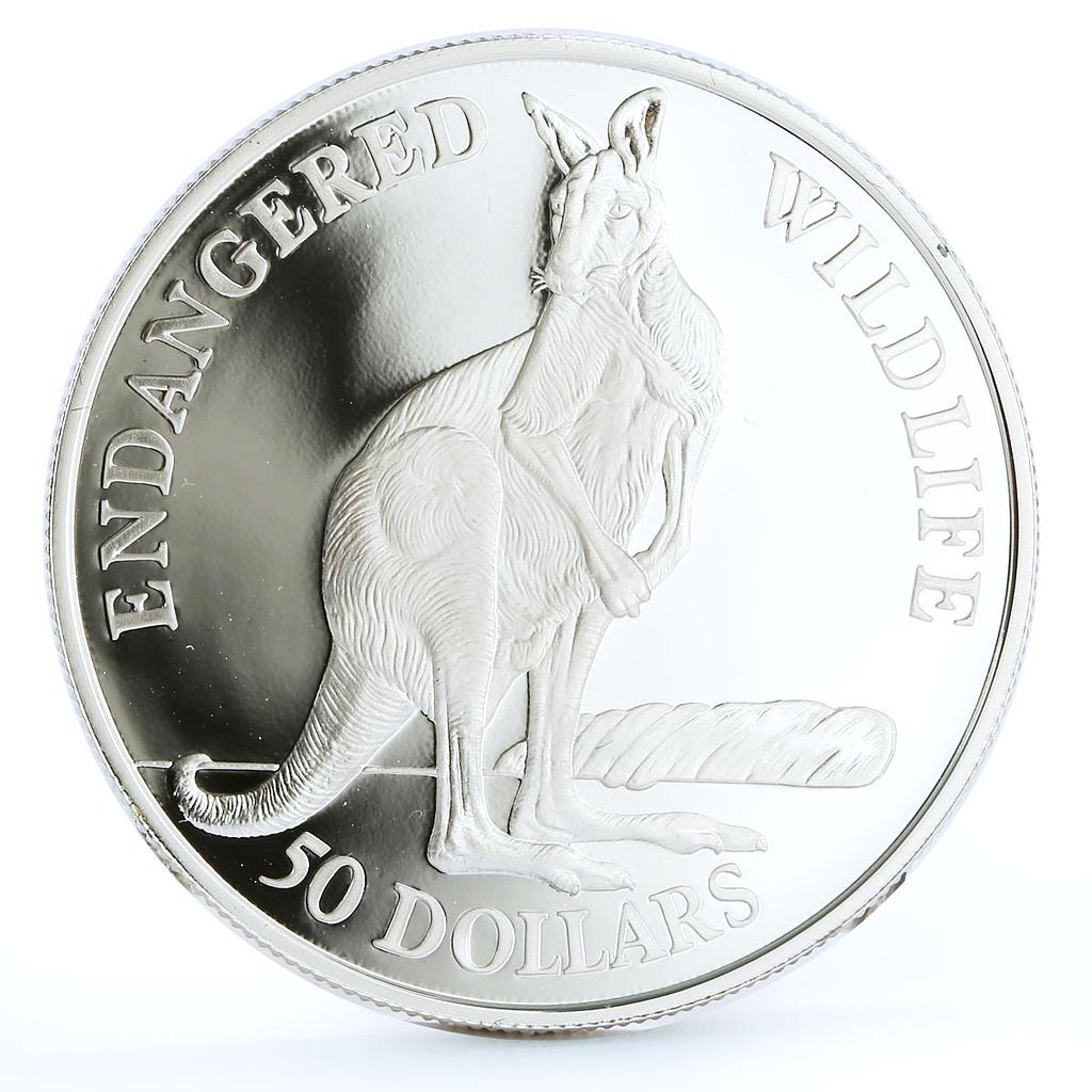Cook Island 50 dollars Endangered Wildlife Kangaroo Animals Fauna Ag ...