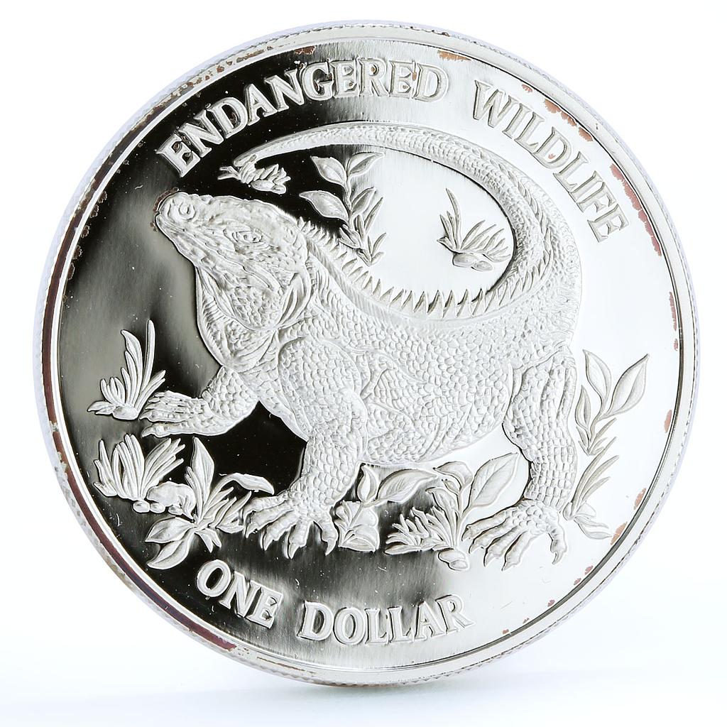 Cayman Islands 1 dollar Conservation Wildlife Iguana Lizard Fauna Ag ...