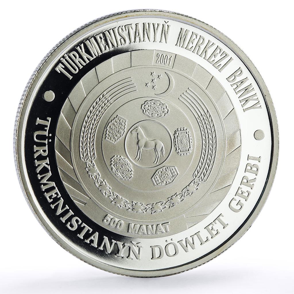 Turkmenistan 500 manat 61th Birth of President Nyyazow State Emblem Ag ...