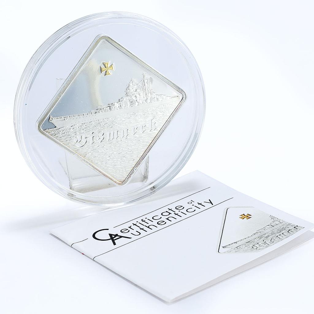 Palau 10 dollars German Battleship Bismarck gilded silver coin 2009 ...