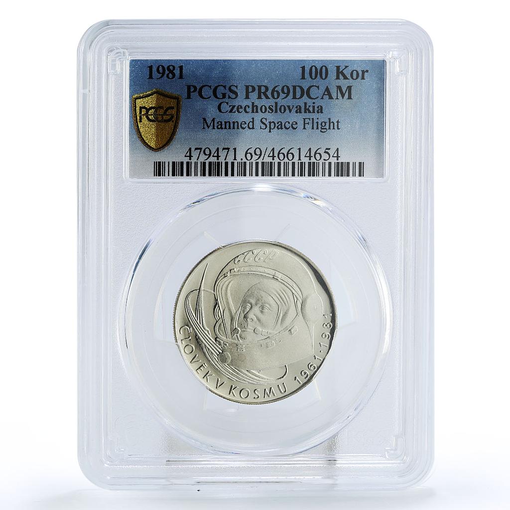 Czechoslovakia 100 korun 20 Years of Gagarin in Space PR69 PCGS silver ...