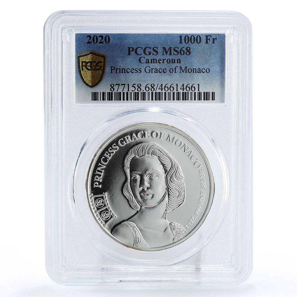 Cameroon 1000 francs Princess of Monaco Grace Kelly MS68 PCGS silver ...