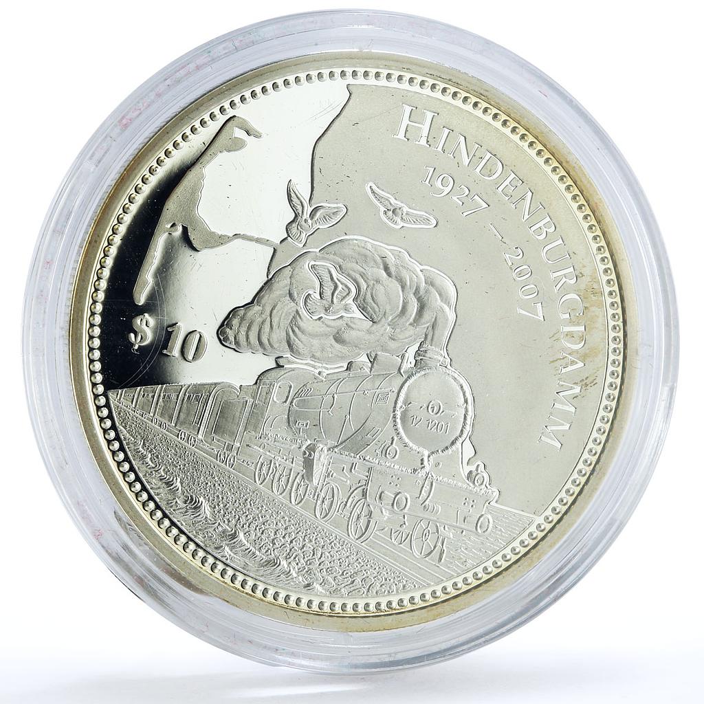 Nauru 10 dollars Trains Railways Hindenburgdamm Locomotive silver coin ...
