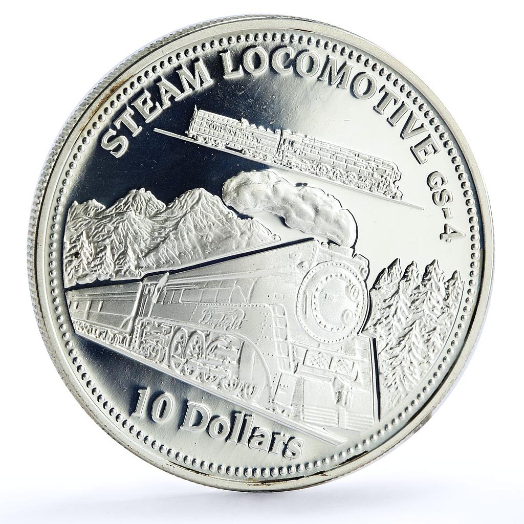 Cook Islands 10 dollars Trains Railways GS-4 Steam Locomotive silver ...