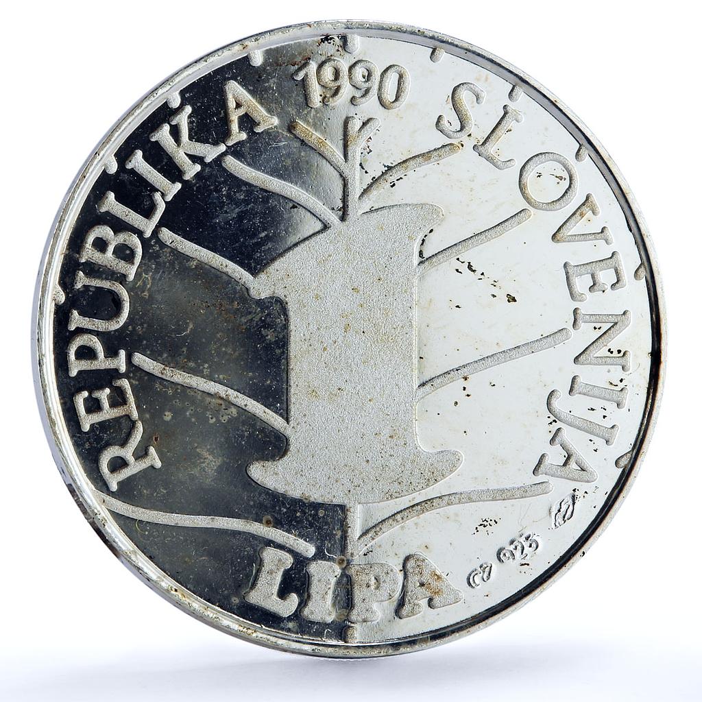 Slovenia 1 lipa Poet Dr France Preseren Poetry Literature proof silver ...