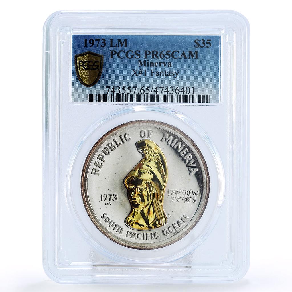 Minerva 35 dollars X1 Fantasy Torch Helmeted Woman PR65 PCGS silver ...
