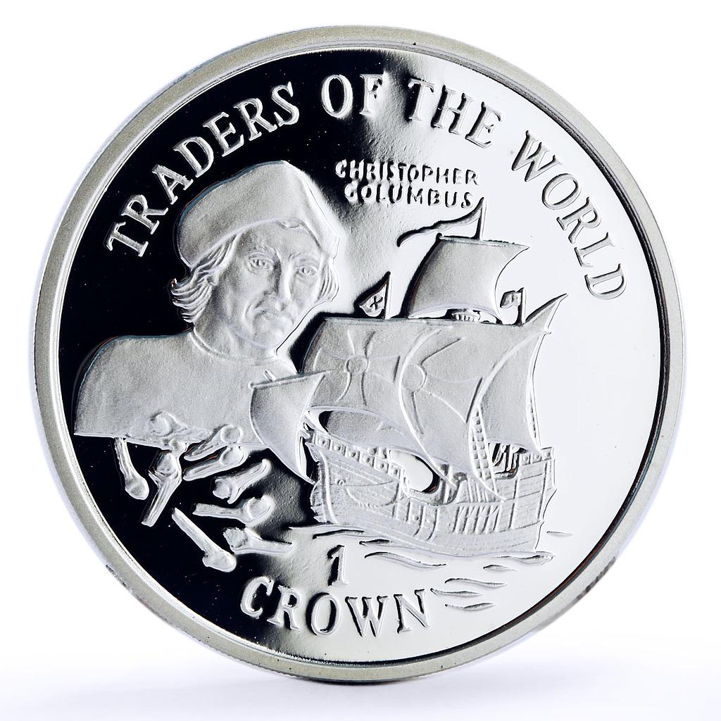 Gibraltar 1 crown Seafaring Ship Clipper Christopher Columbus silver ...
