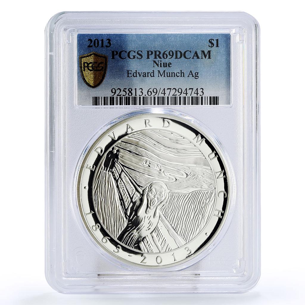 Niue 1 dollar Painter Edvard Munch Art The Scream PR69 PCGS silver coin ...