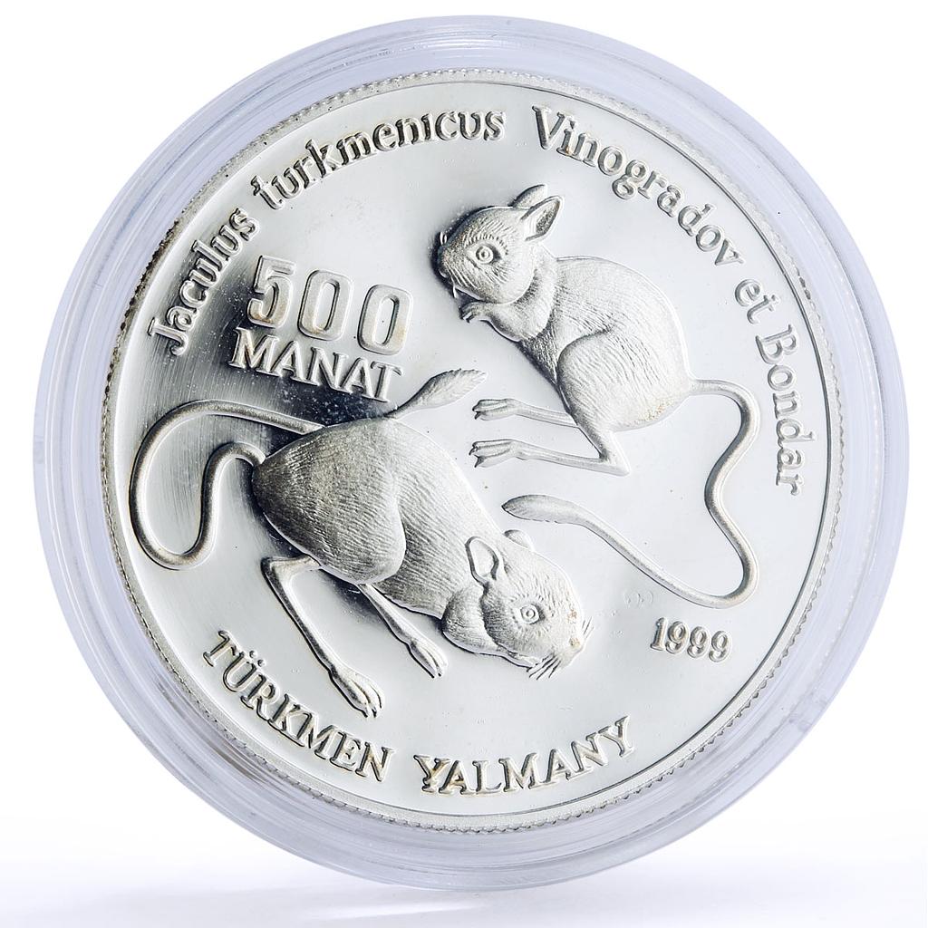Turkmenistan 500 manat Red Book Wildlife Jerboa Mouse Fauna silver coin ...
