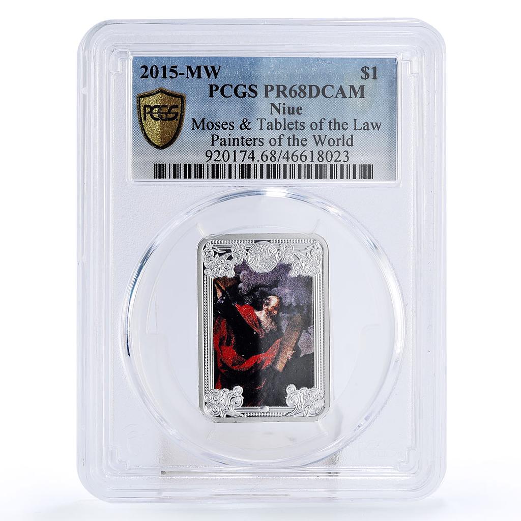 Niue 1 dollar Guido Reni Art Moses Tablets of the Law PR68 PCGS silver ...