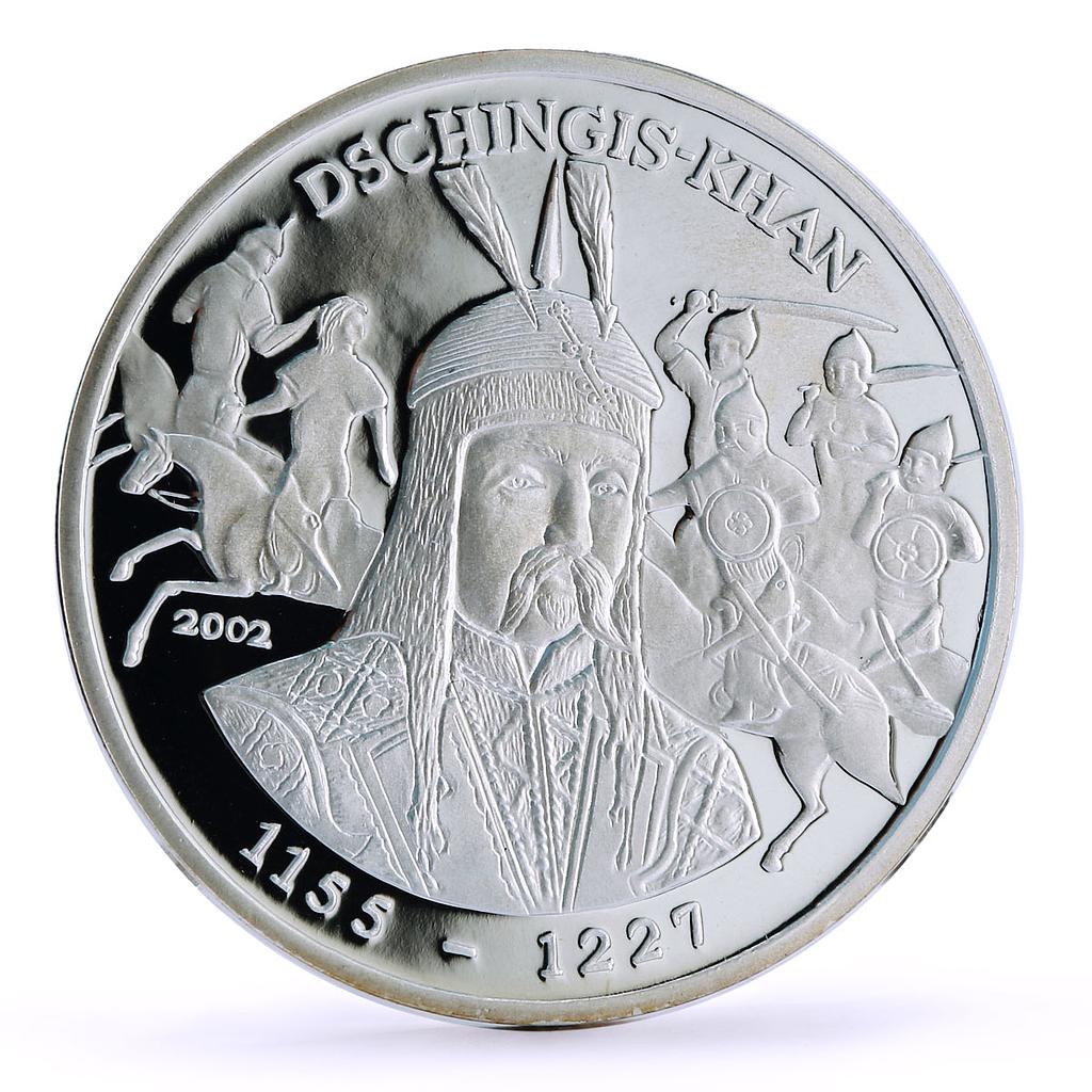 Chad 1000 francs Chinggis Khan Genghis Khan Horsemans proof silver coin ...