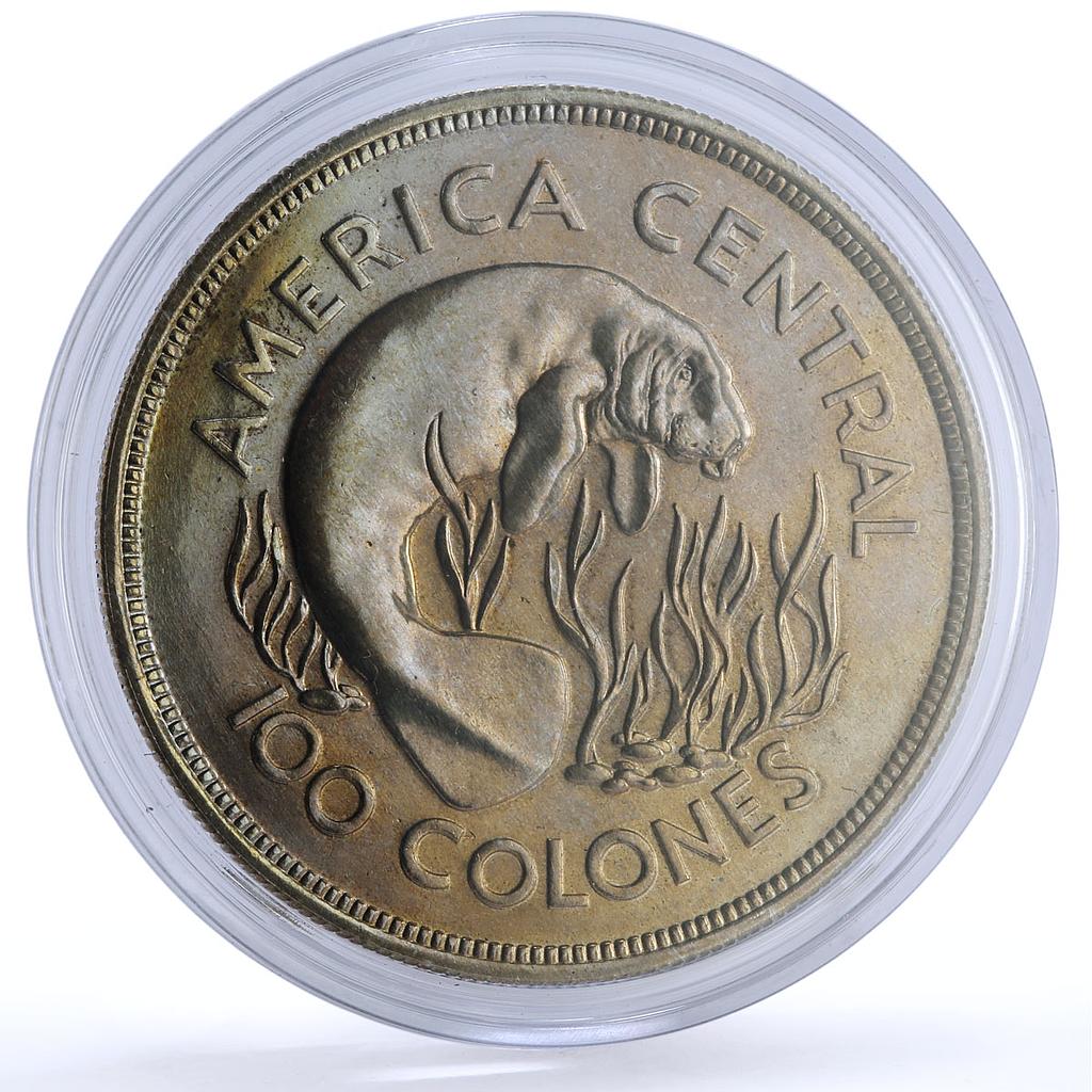Costa Rica 100 colones Conservation Wildlife Manatee Fauna silver coin ...