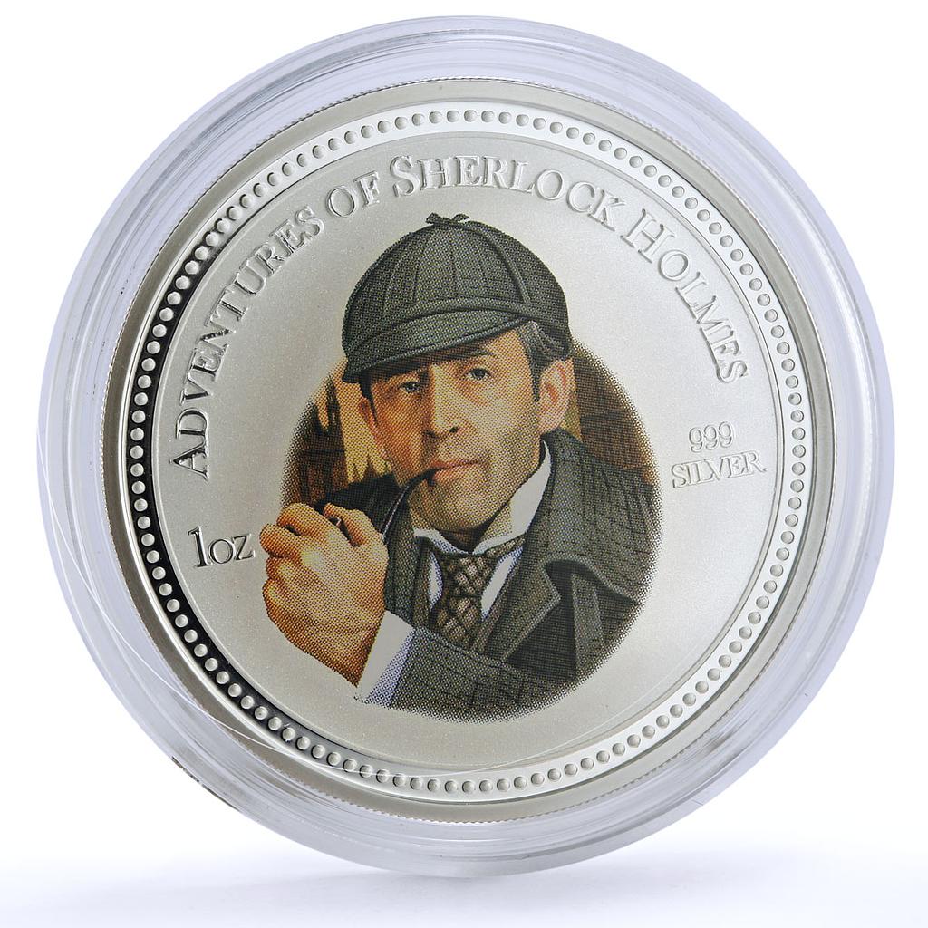 Cook Islands 2 dollars Sherlock Holmes Adventures Movie colored silver ...