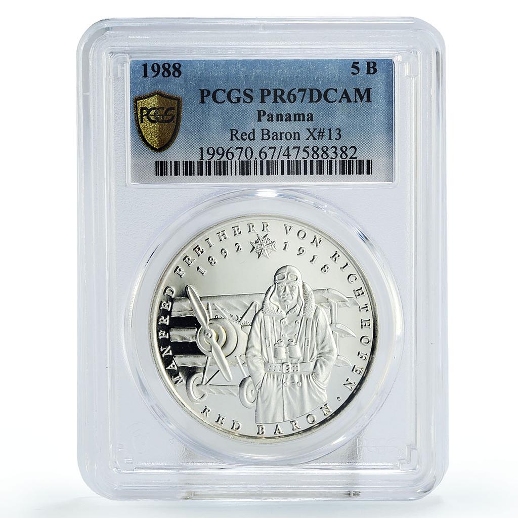 Panama 5 balboas Red Baron Manfred Freiherr Von Richthofen PR67 PCGS ...