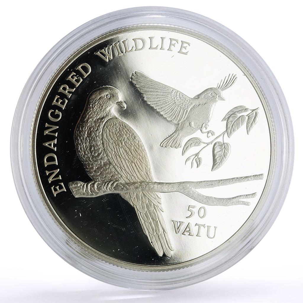 Vanuatu 50 vatu Conservation Wildlife Pigeon Bird Fauna proof silver ...