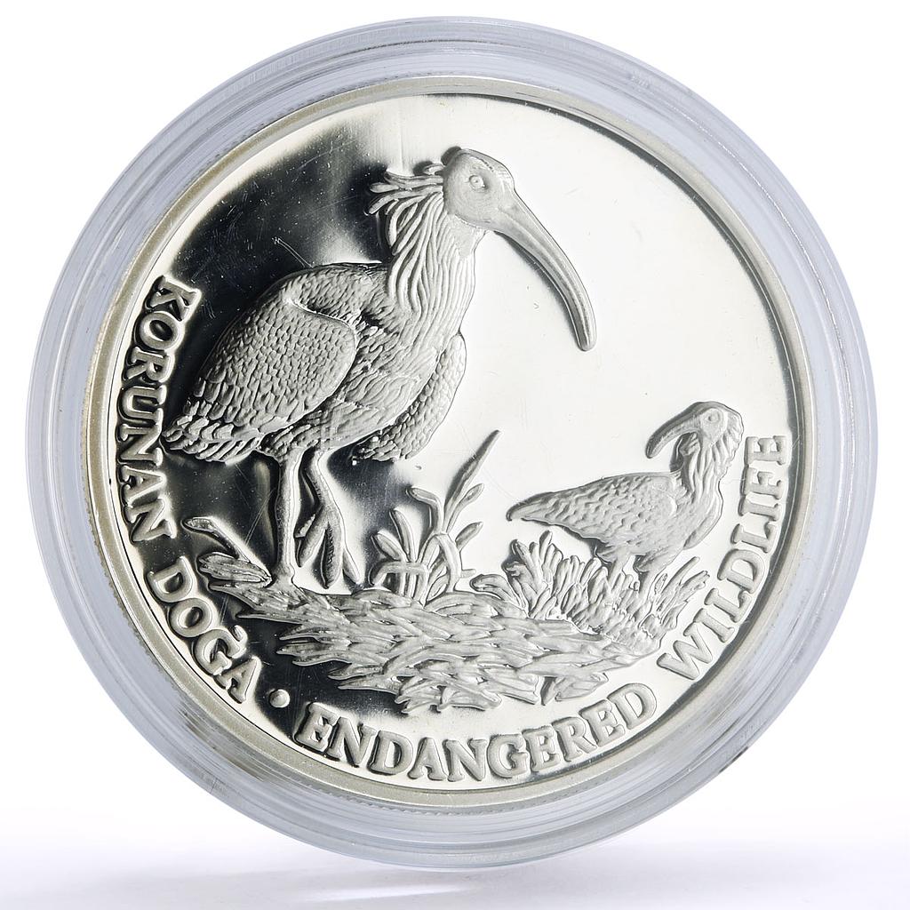 Turkey 50000 lira Conservation Wildlife Bald Ibis Bird Fauna silver ...