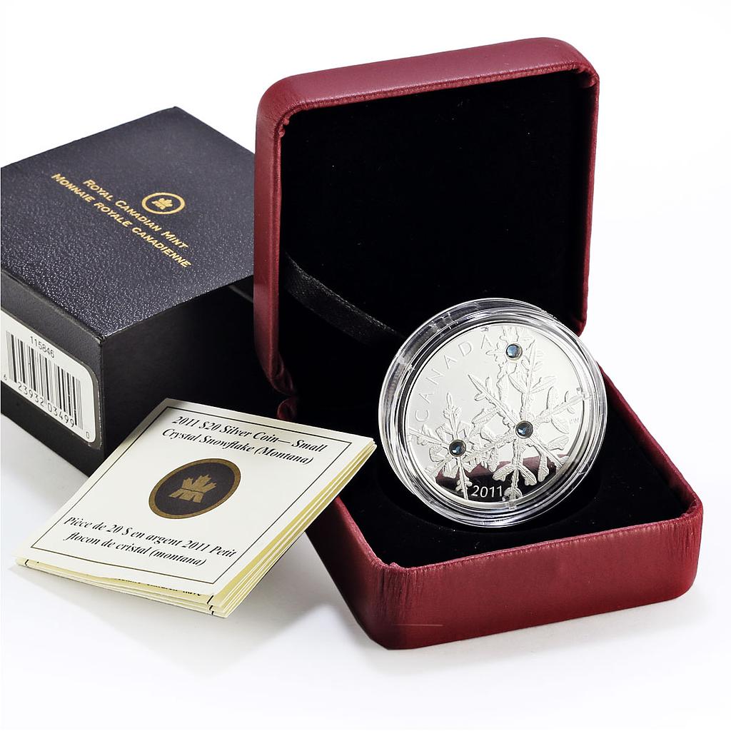 Canada 20 dollars Crystal Snowflake Blue Montana proof silver coin 2011 ...