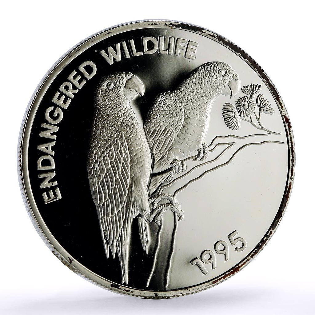 Jamaica 25 dollars Conservation Wildlife Parrot Bird Fauna silver coin ...