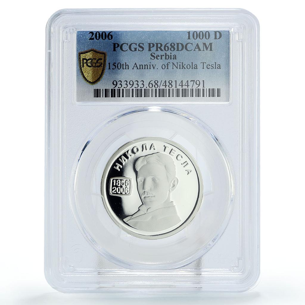 Serbia 1000 dinara Inventor Nicola Tesla Science PR68 PCGS silver coin ...