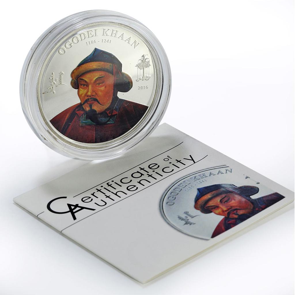 Mongolia 10000 togrog Great Commanders Khans Ogodei proof silver coin ...