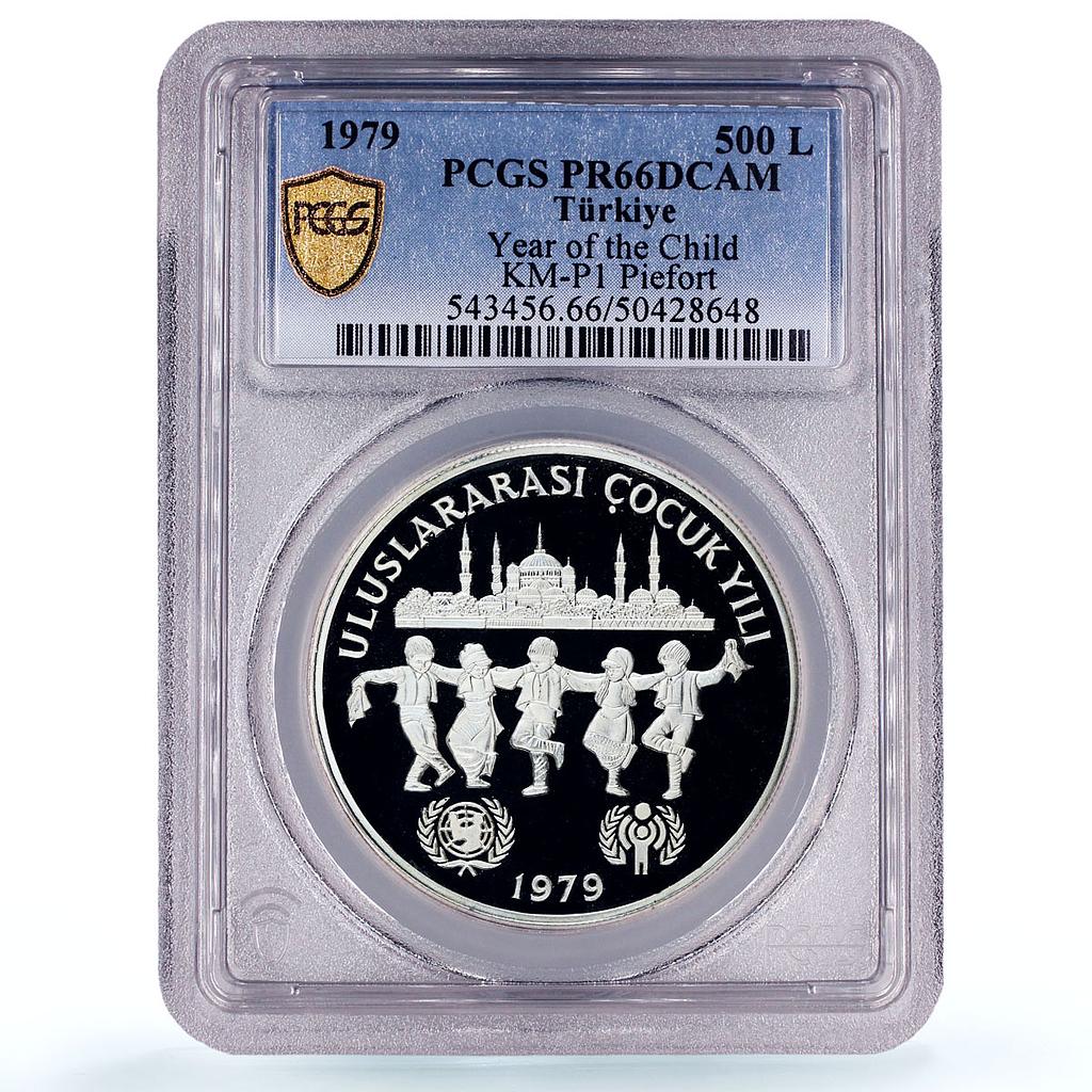 Turkey 500 lira UNICEF Save the Children Child Year Piefort PR66 PCGS ...