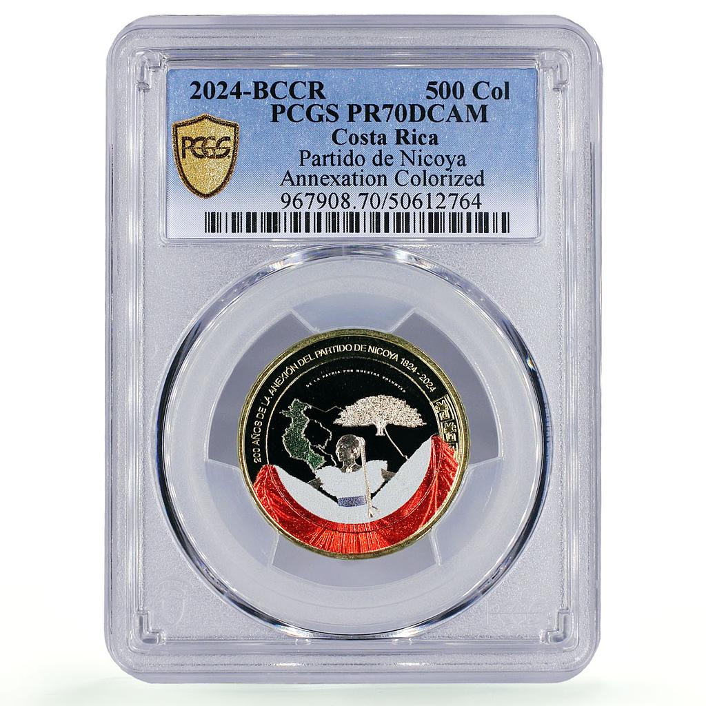 Costa Rica 500 colones Partido de Nicoya Annexation PR70 PCGS bimetal ...
