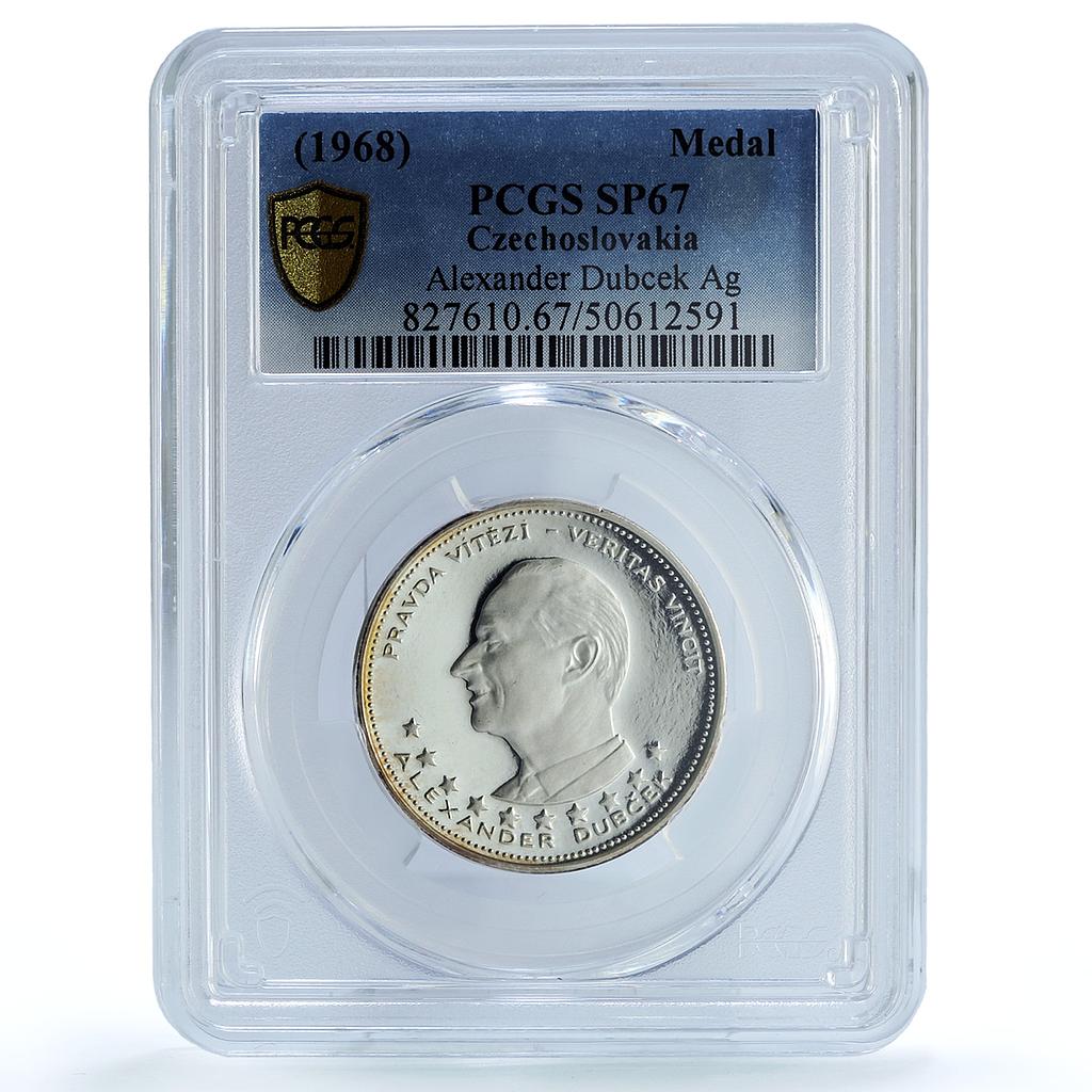 Czechoslovakia Dubcek Jan Hus Pravda Vitezi History SP67 PCGS silver ...