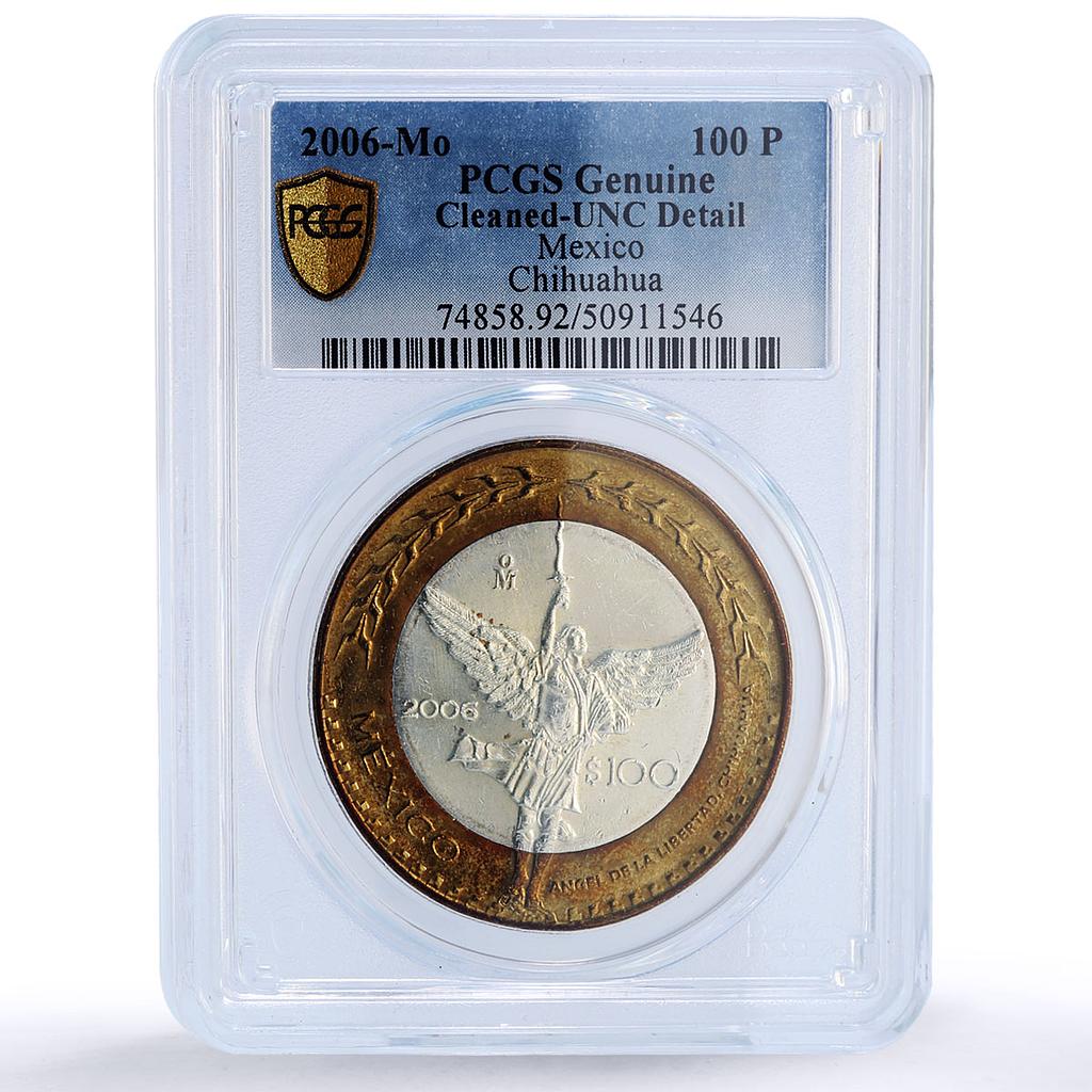 Mexico 100 pesos Chihuahua Libertad Angel of Independence PCGS bimetal ...