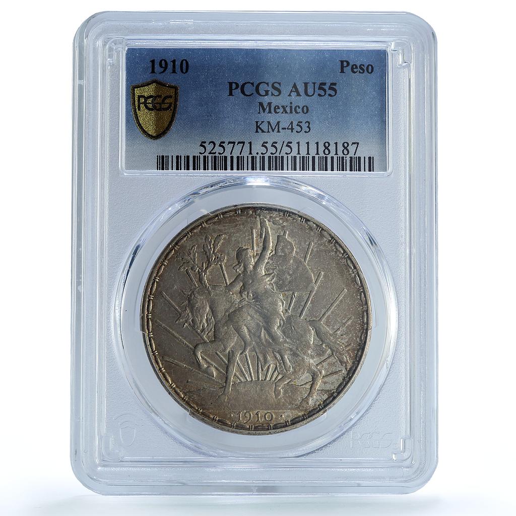 Mexico 1 Peso Caballito Grito Dolores Independence Au55 Pcgs Silver