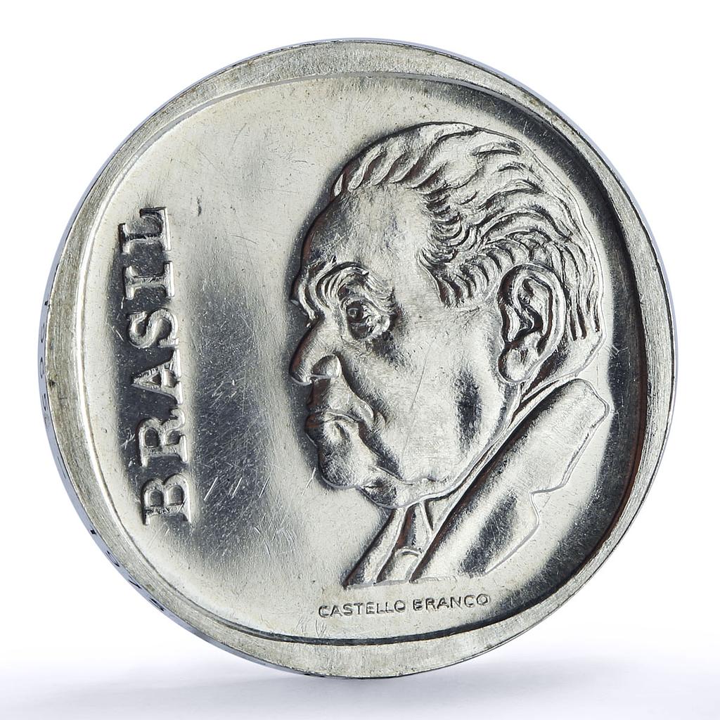 Brazil 10 cruzeiros Central Bank Castello Branco Politics silver coin ...