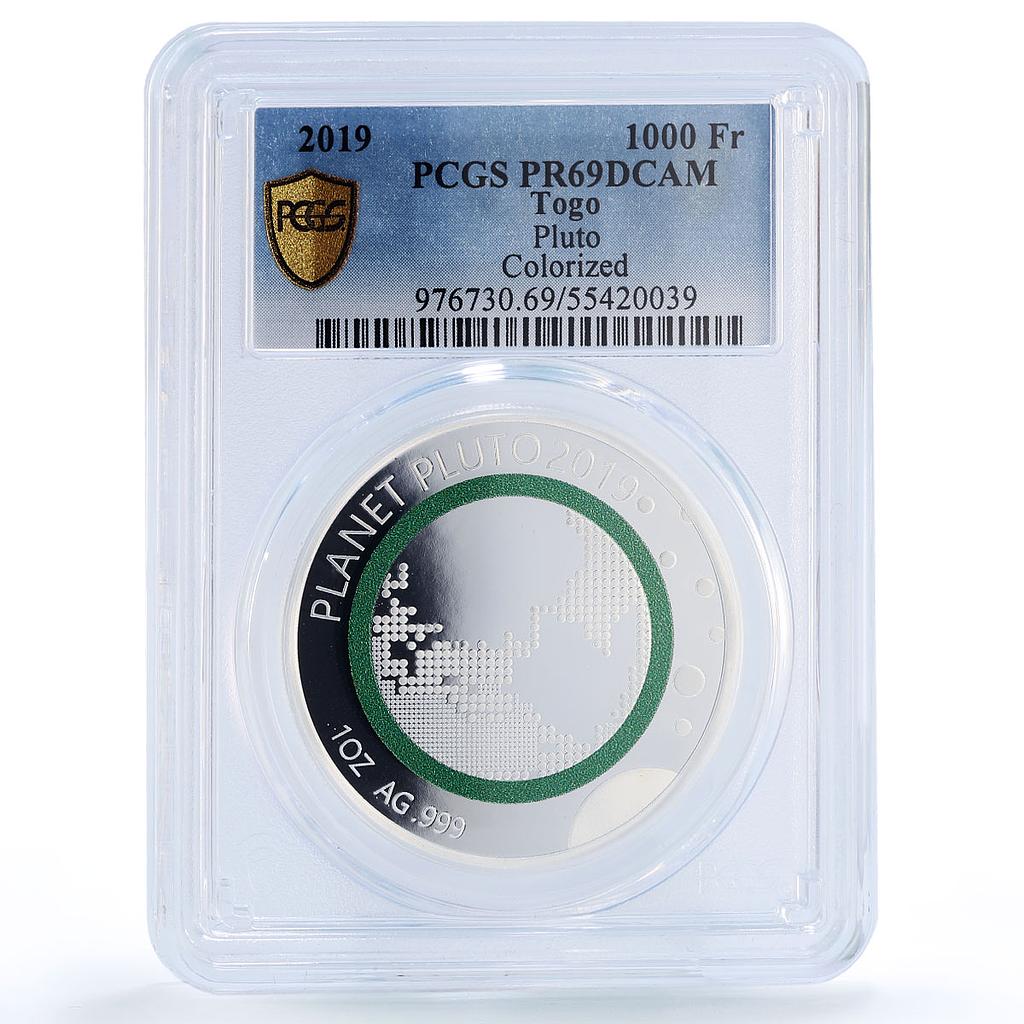 Togo 1000 francs Pluto Solar System Planets Space PR69 PCGS silver coin ...