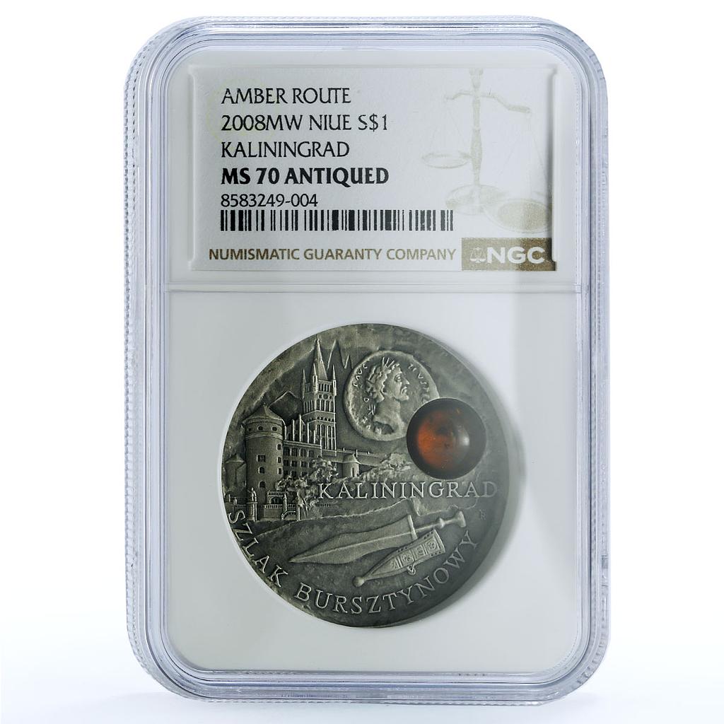 Niue 1 dollar Kaliningrad KM-204 Amber Route City MS 70 NGC silver coin ...