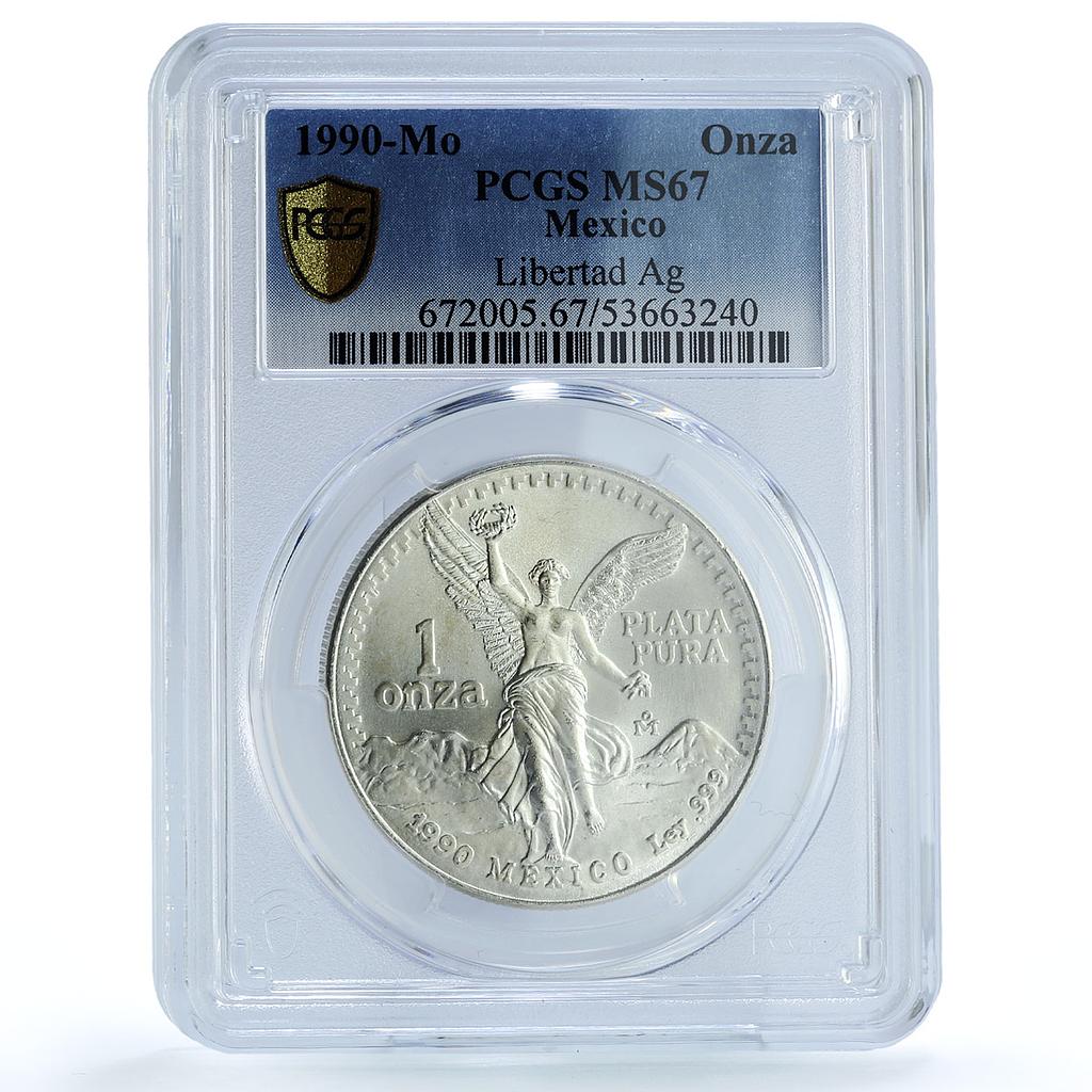 Mexico 1 onza Libertad Angel of Independence KM-494.2 MS67 PCGS silver ...